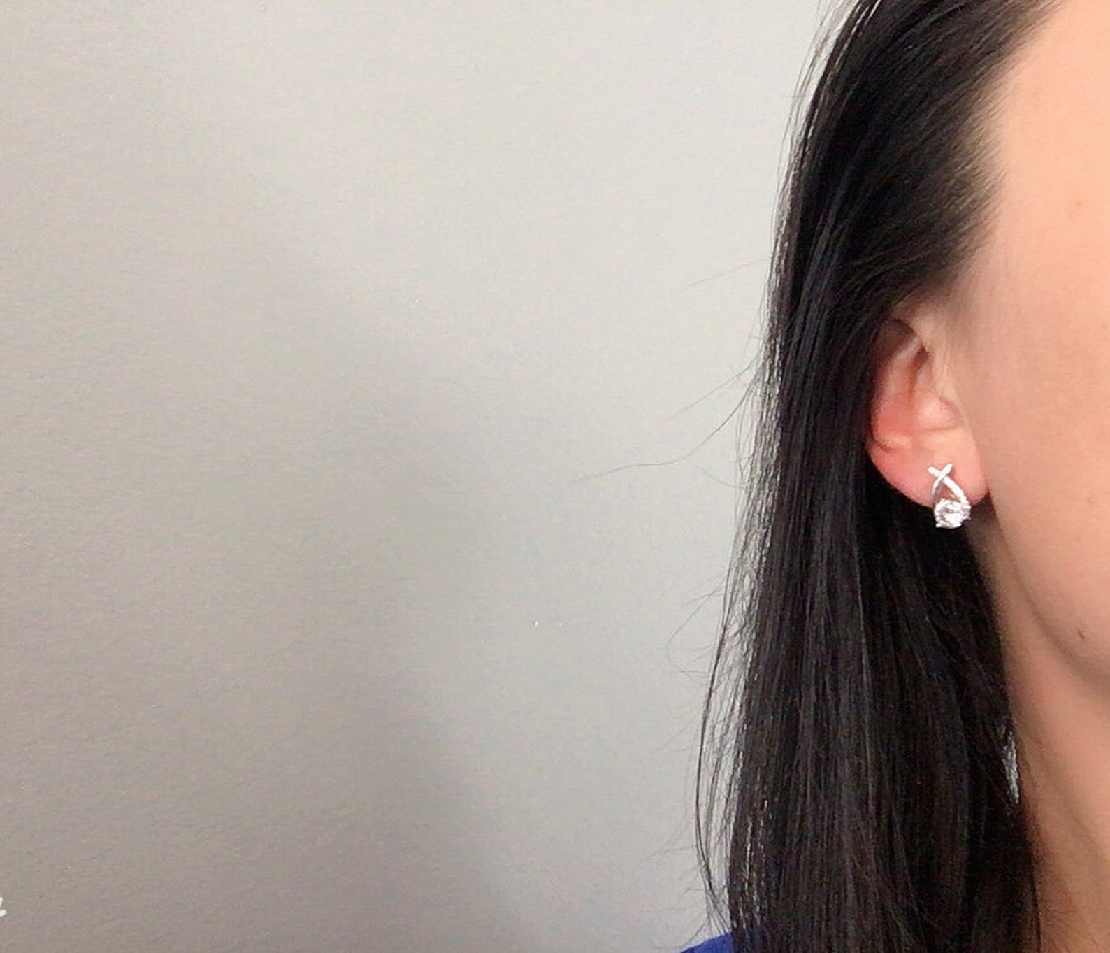 Invisible Clip on Earrings, Tear Shape Diamond Silver Studs - Etsy