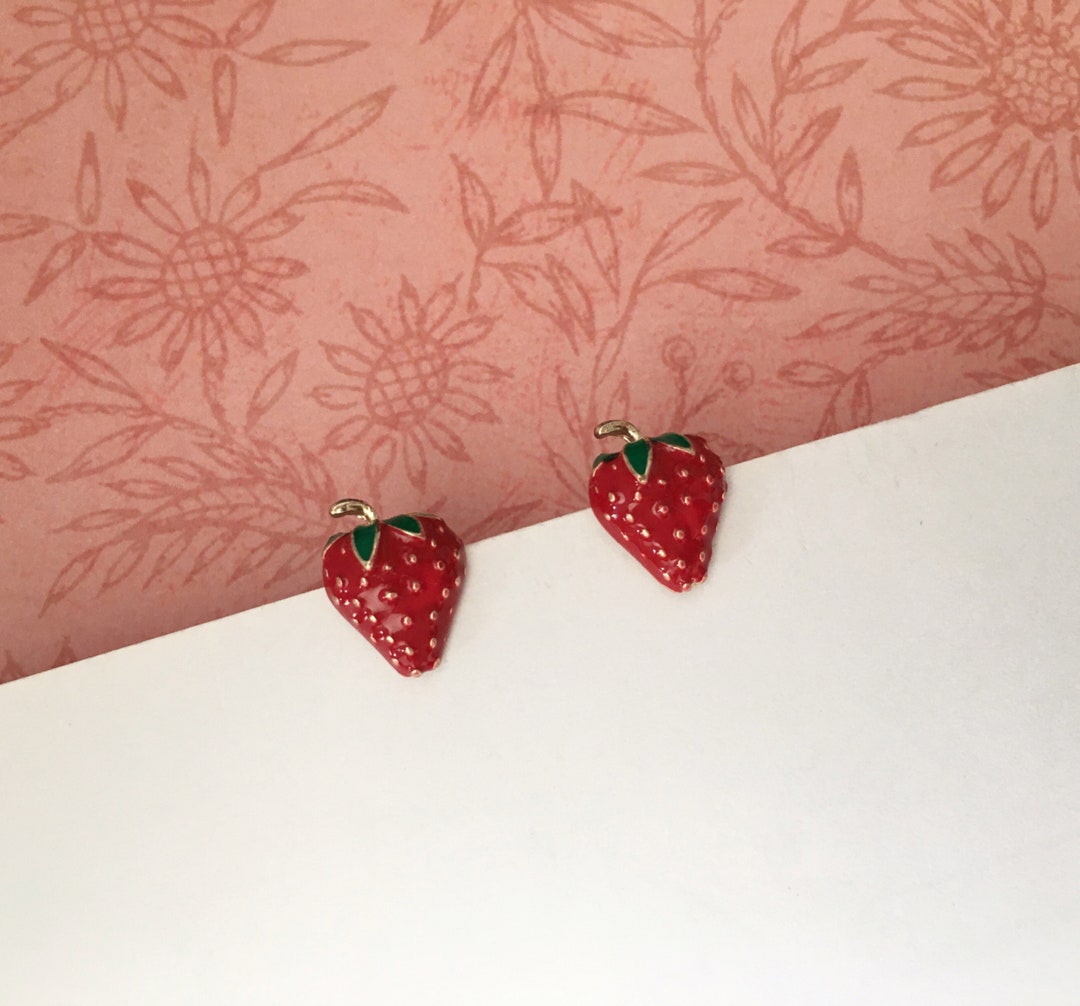 Invisible Clip on Earrings, Strawberry Studs - Etsy