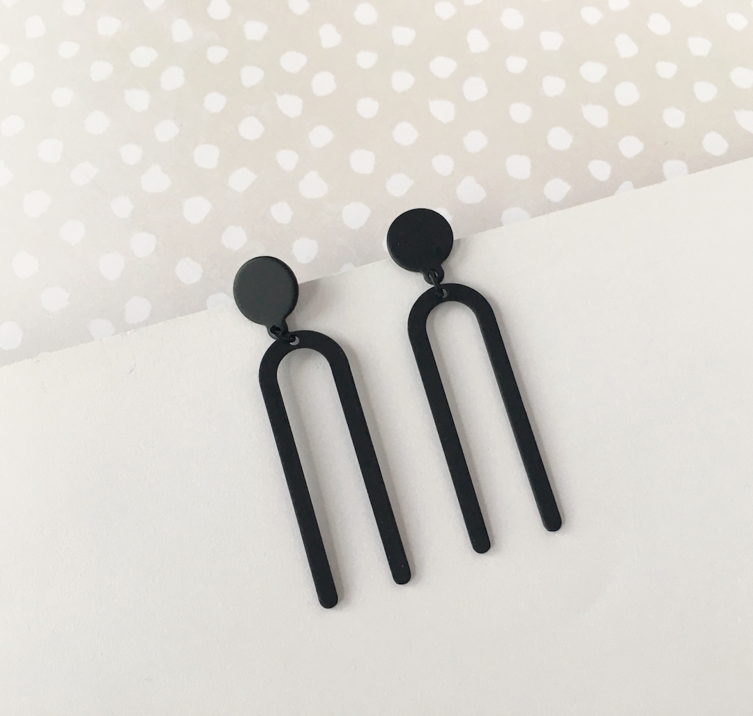 Invisible Clip on Earrings, Upside Down U Shape Black Earrings - Etsy