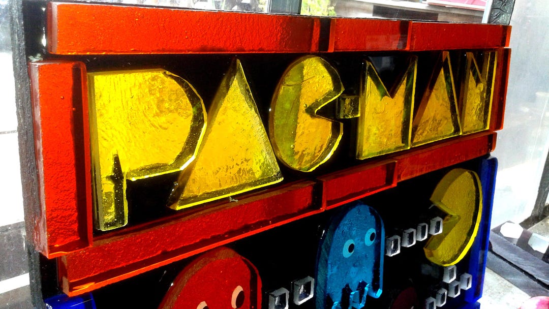 Pac Man Slab Glass Window Sculpture - Etsy