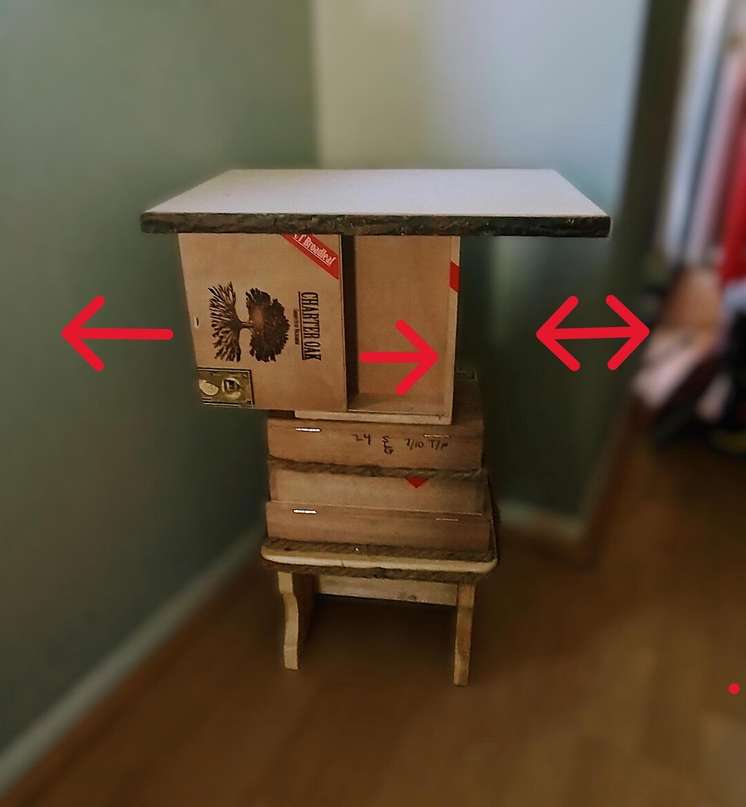 Suenos De Saundra Upcycled, Rare Cigar Box Table W/ 2 Hidden ...