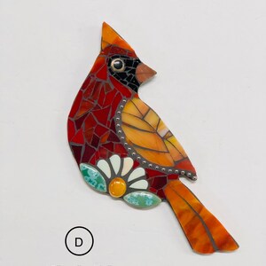 Red Cardinal Mosaic Wall Art – Handmade Stained Glass Bird – Nature ...