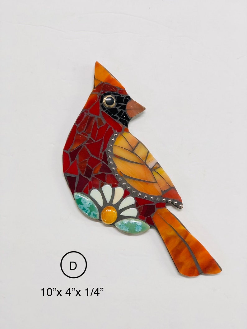 Red Cardinal Mosaic Wall Art – Handmade Stained Glass Bird – Nature ...