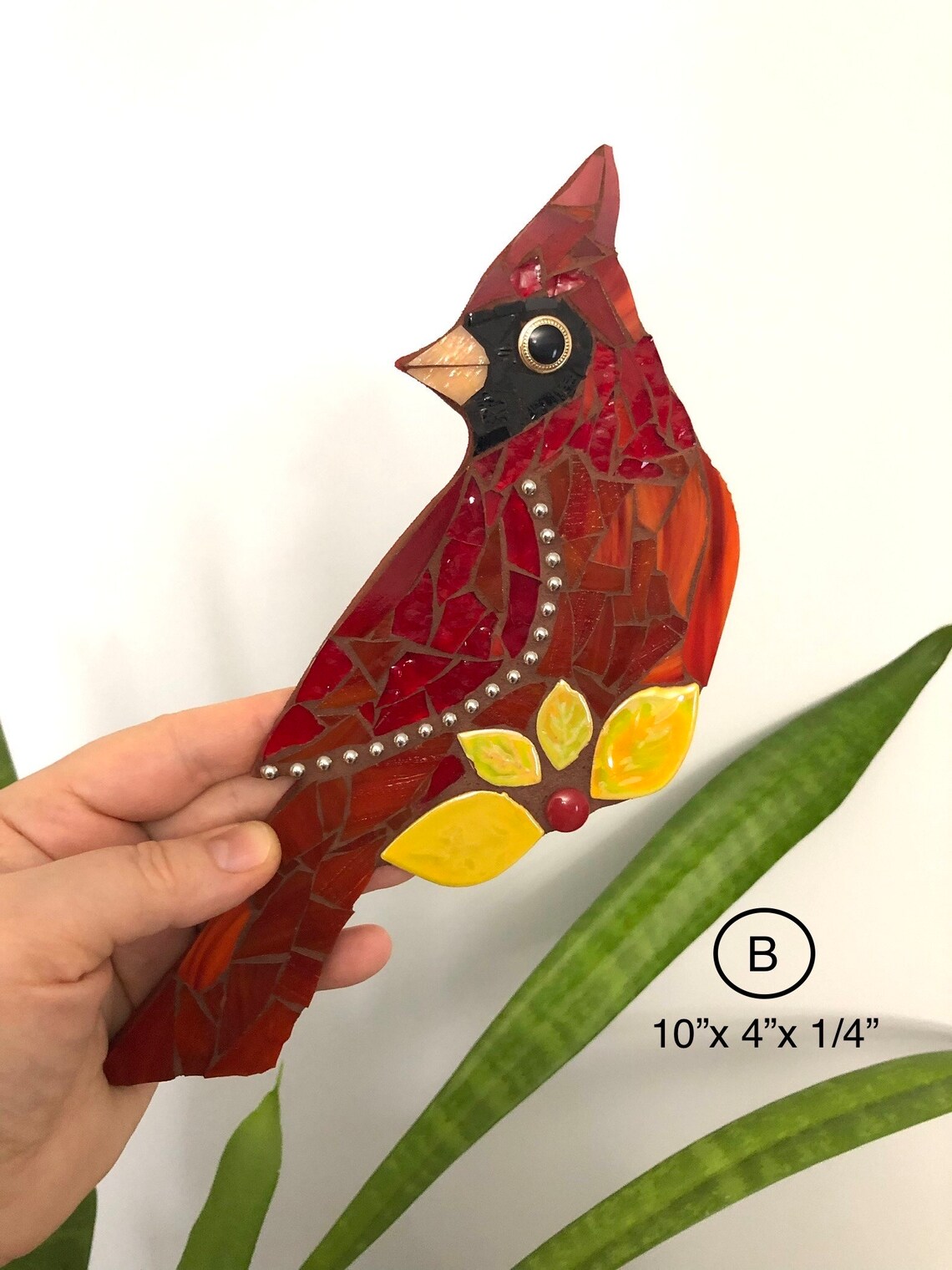 Red Cardinal Mosaic Wall Art – Handmade Stained Glass Bird – Nature ...