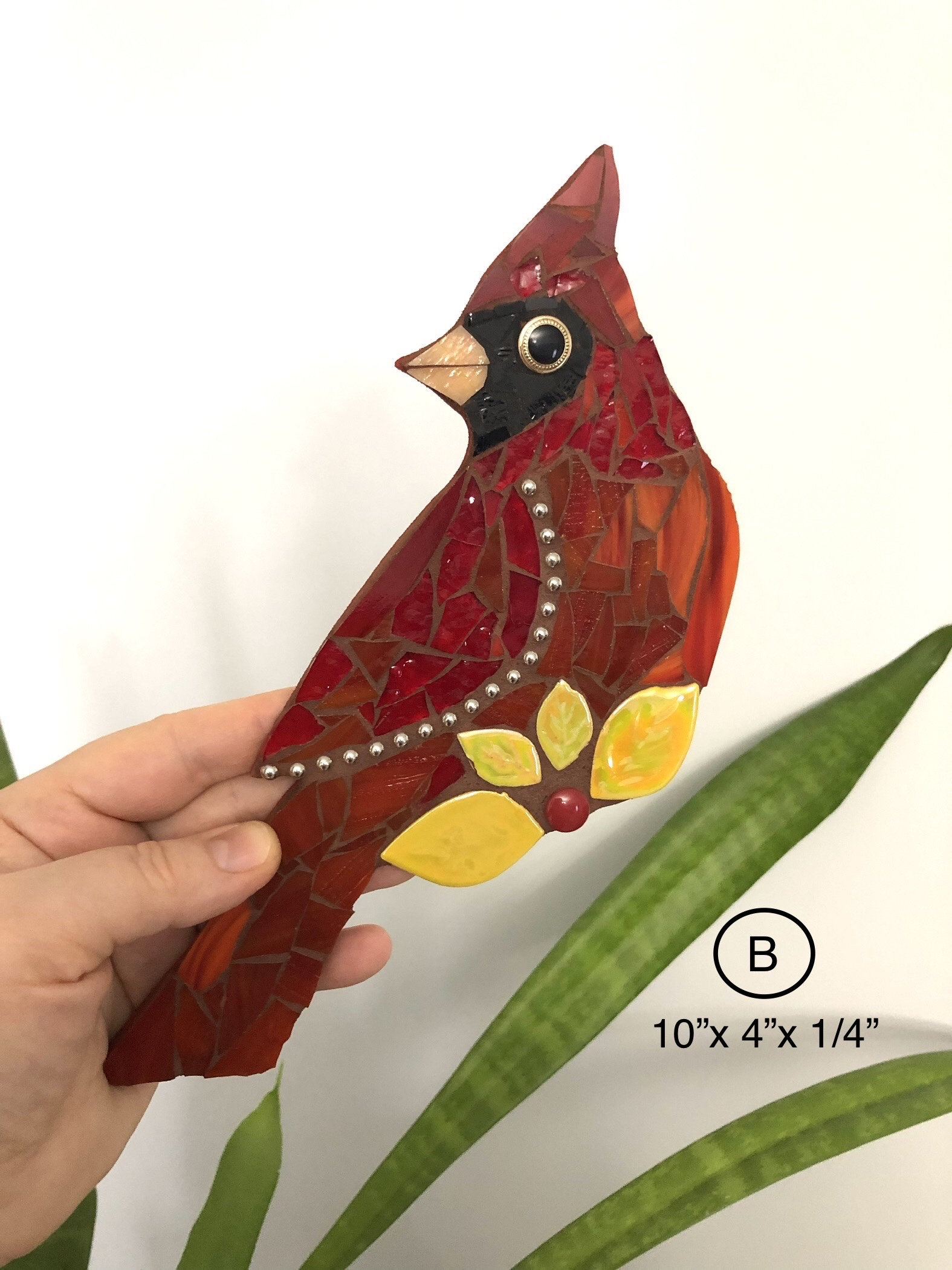 Red Cardinal Mosaic Wall Art – Handmade Stained Glass Bird – Nature ...