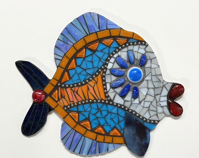 Blue Mosaic Funky Fish, Upcycled China Fish. - Etsy