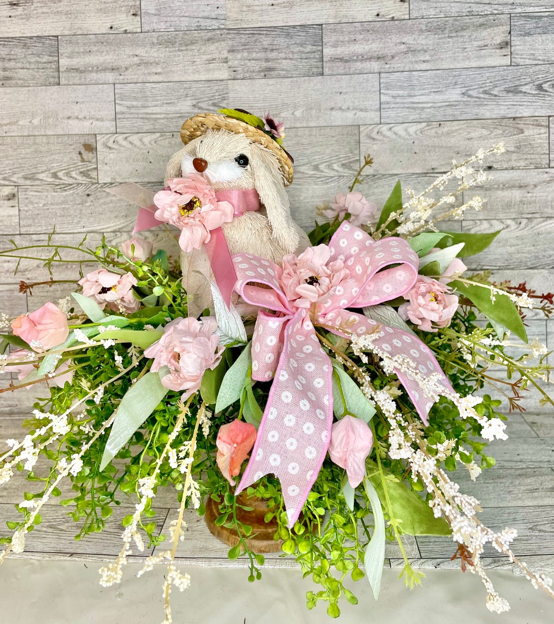 Spring Bunny Candlestick Arrangement. Easter Bunny Centerpiece. Easter ...