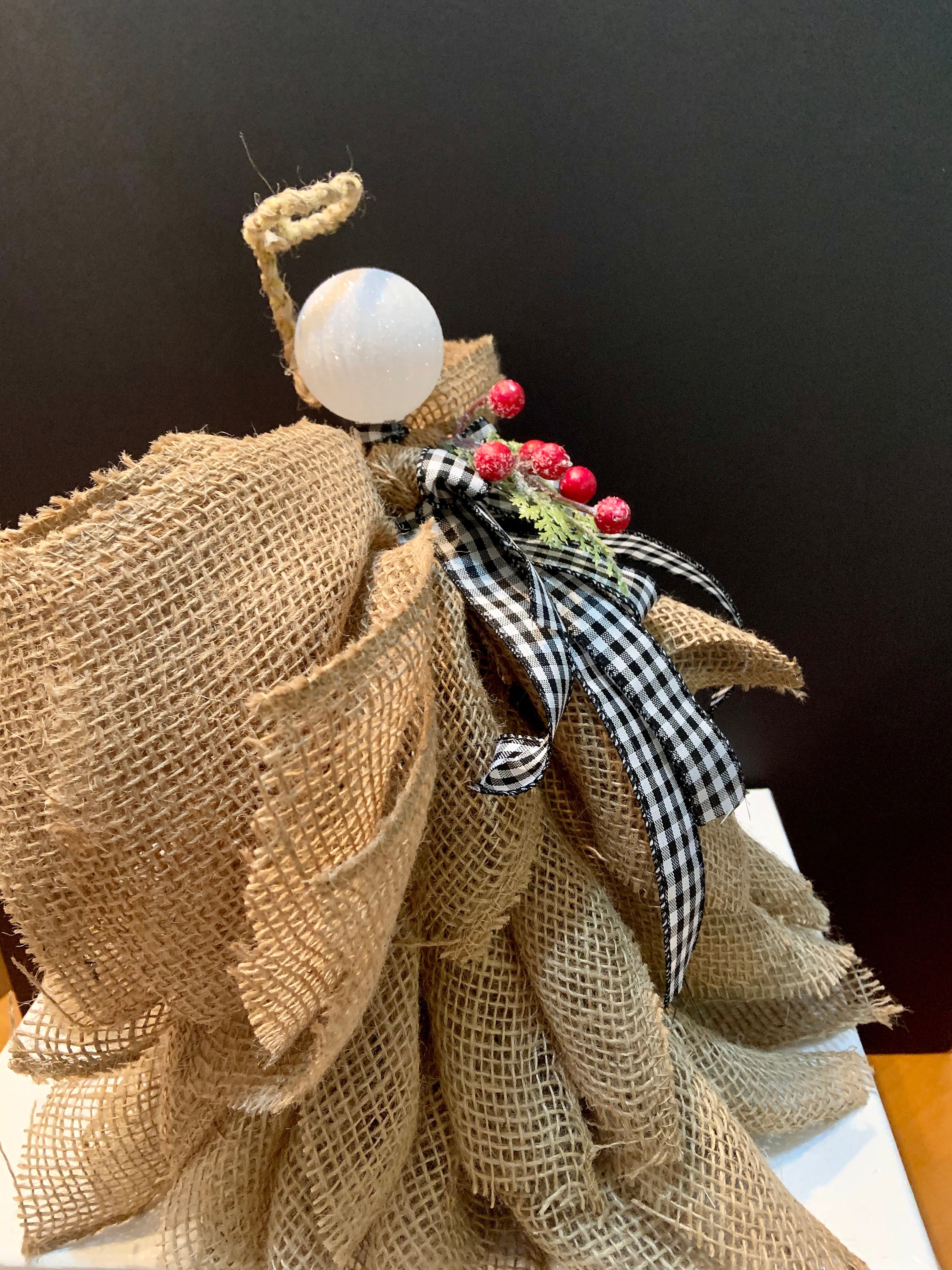 Rustic Farmhouse Angel Tree Topper. Christmas Table Top Angel. | Etsy