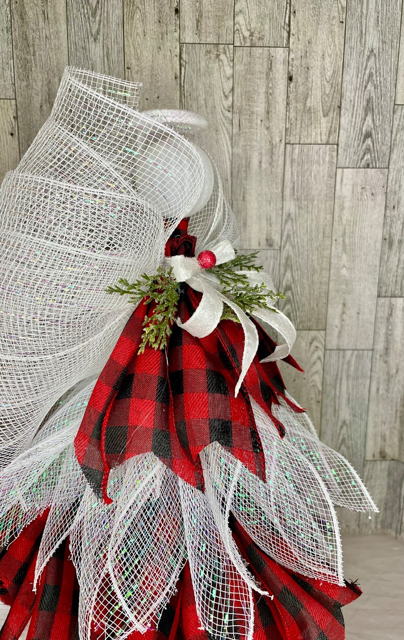 Buffalo Plaid Check Farmhouse Christmas Angel Tree Topper. - Etsy