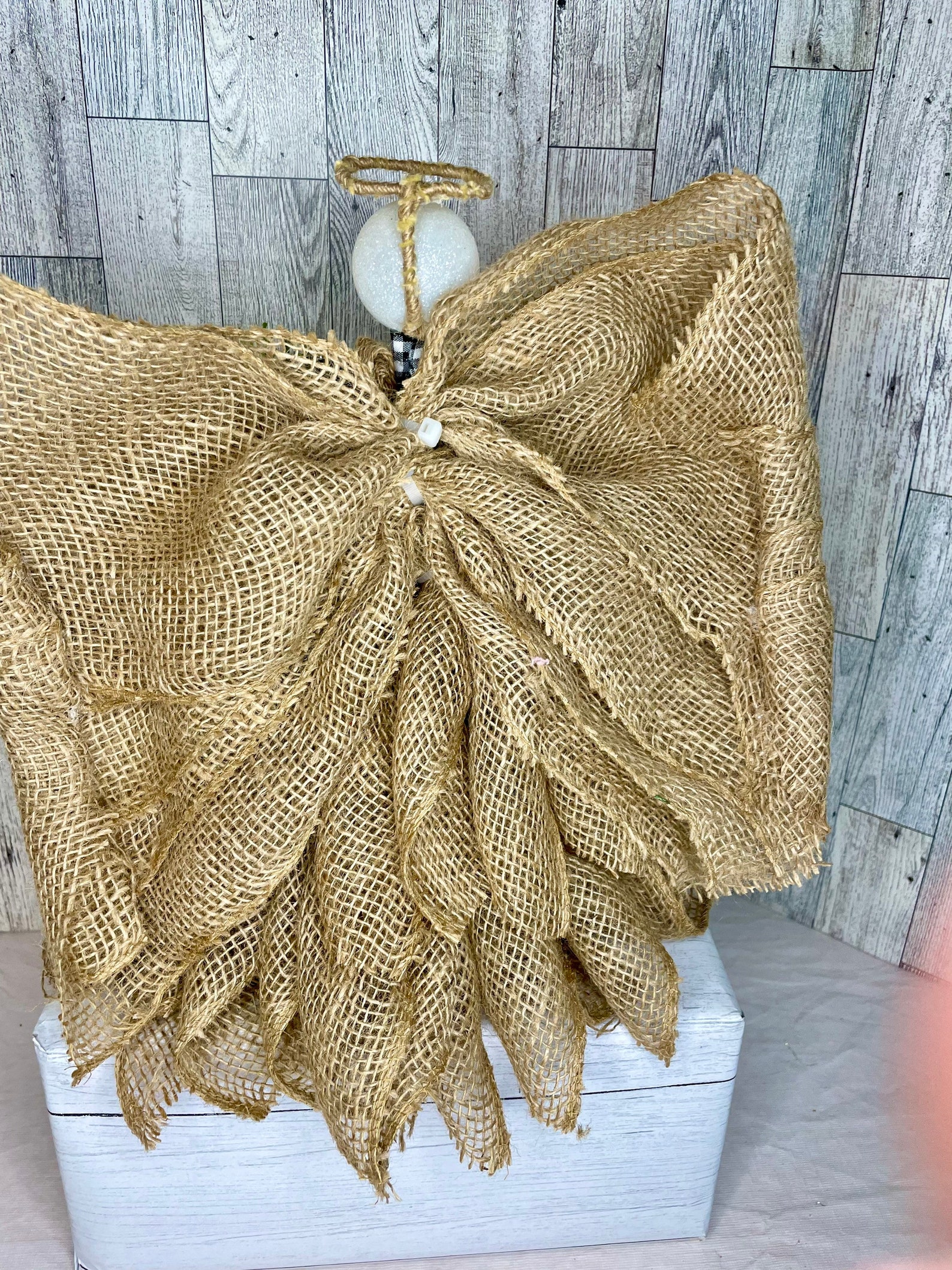 Rustic Farmhouse Angel Tree Topper. Christmas Table Top Angel. - Etsy