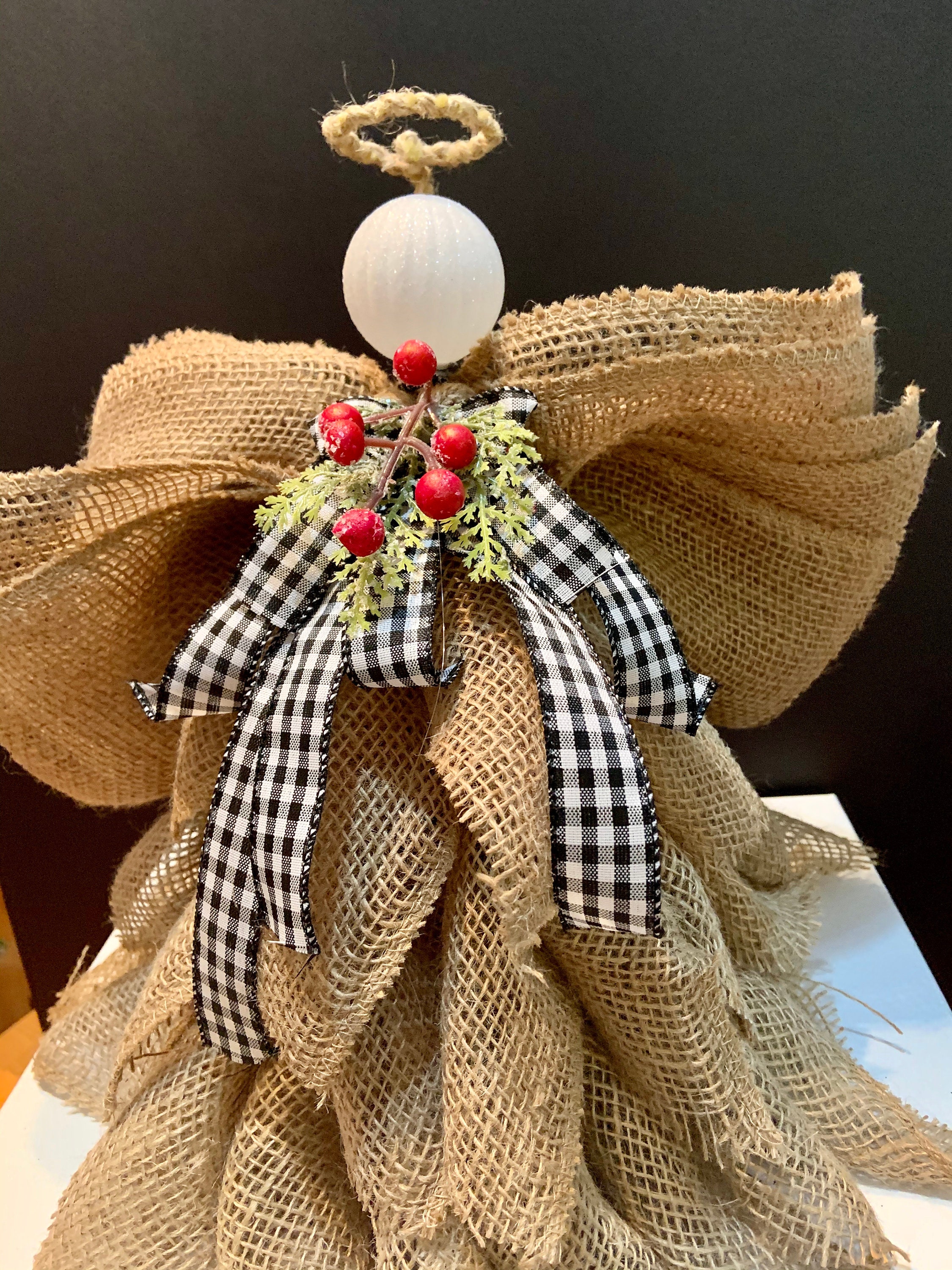 Rustic Farmhouse Angel Tree Topper. Christmas Table Top Angel. | Etsy