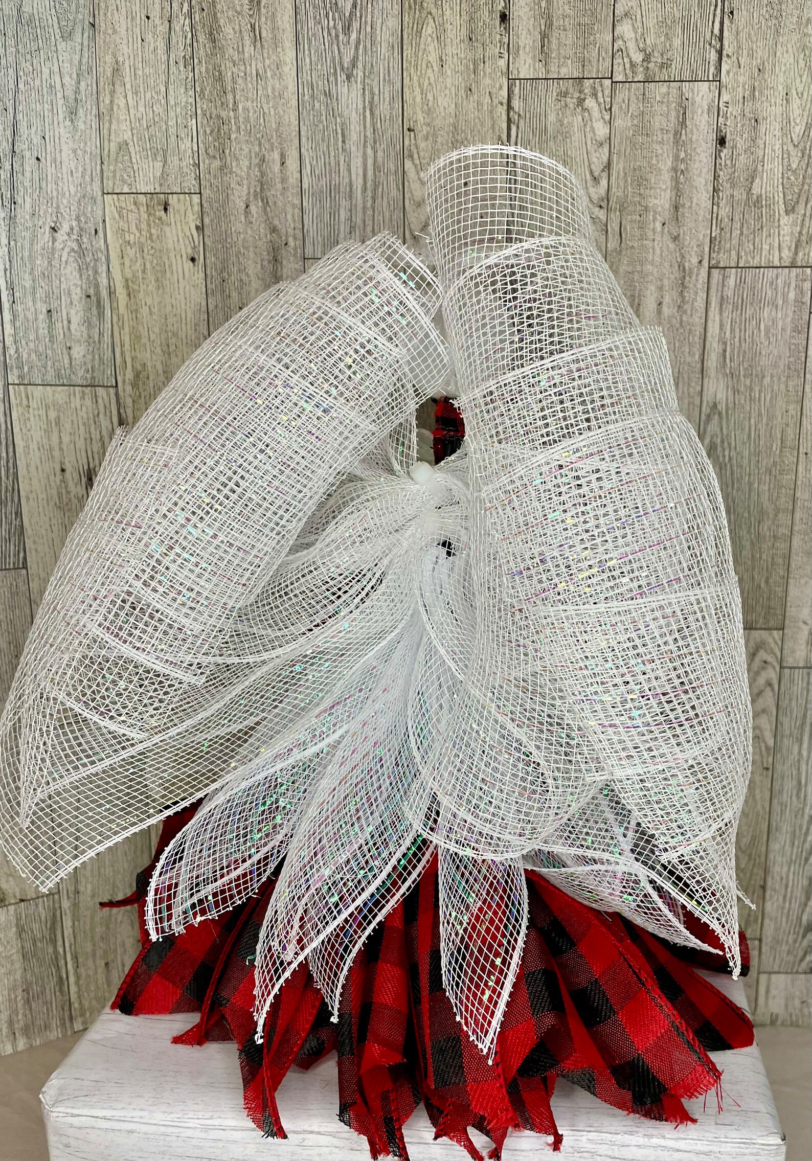 Buffalo Plaid Check Farmhouse Christmas Angel Tree Topper. - Etsy