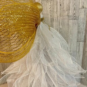 Christmas Angel Tree Topper. White and Gold Deco Mesh Angel Tree Topper ...