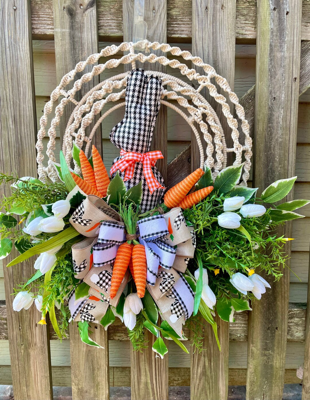 Easter Bunny Wreath for Front Door. Spring Wreath . Spring Door Decor ...