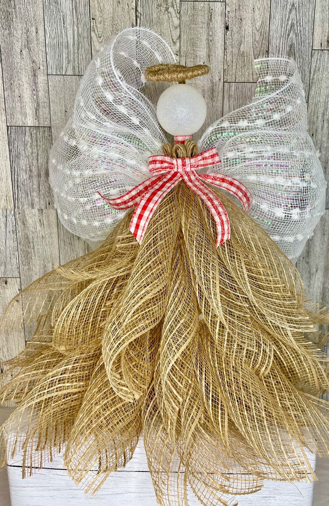 Rustic Christmas Angel Tree Topper. Table Top Angel. Everyday Angel ...