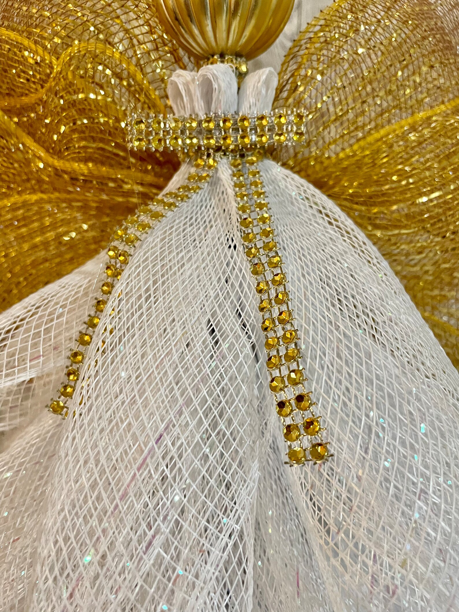 Christmas Angel Tree Topper. White and Gold Deco Mesh Angel - Etsy