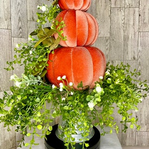 Fall Pumpkin Stack Centerpiece. Farmhouse Pumpkin Centerpiece. Pumpkin Arrangement. Pumpkin ...