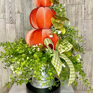 Fall Pumpkin Stack Centerpiece. Farmhouse Pumpkin Centerpiece. Pumpkin Arrangement. Pumpkin ...