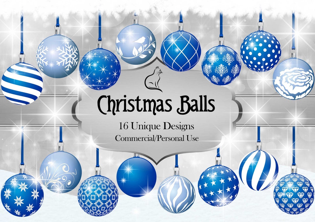 Christmas Baubles Clipart, Digital Art, Blue Christmas Balls, Christmas ...