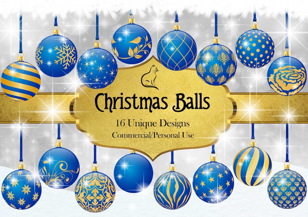 Christmas Baubles Clipart, Digital Art, Blue Christmas Balls, Christmas ...