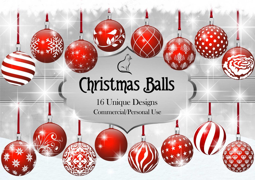 Christmas Baubles Clipart, Digital Art, Red Christmas Balls, Christmas ...