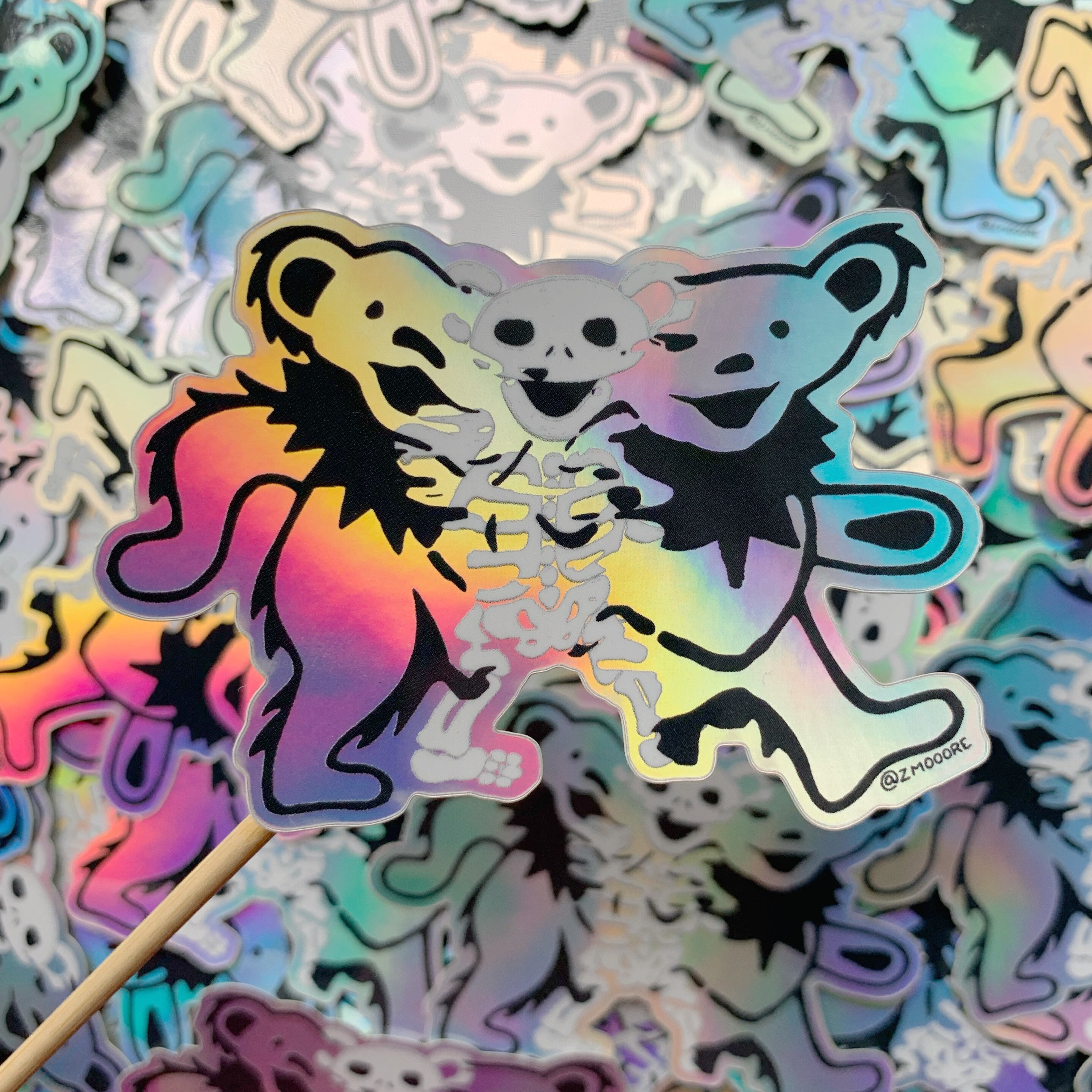 Grateful Dead Skeleton Bear Sticker 100% Waterproof | Etsy UK