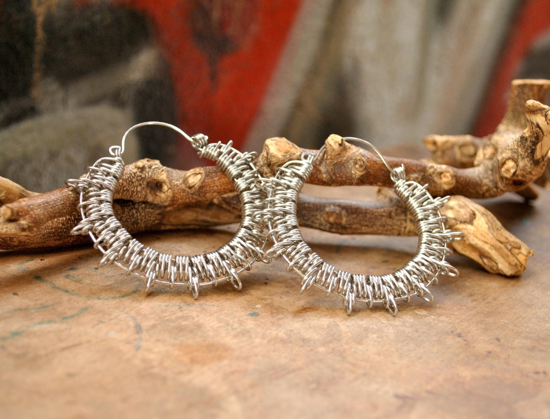 Large Hoop Goth Earrings, Weighted Hoops Ear Weights, Gothic Statement ...