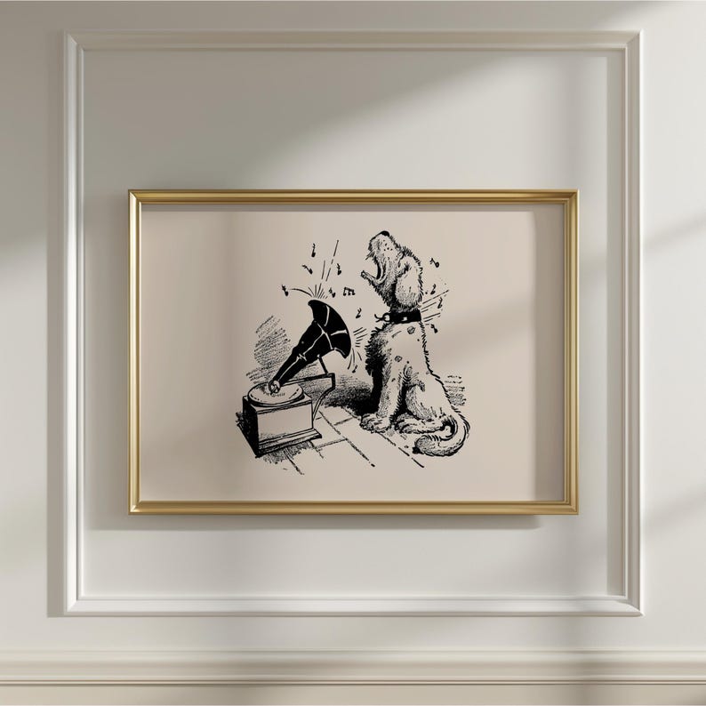 Printable Art Vintage Dogs Print Barking Dogs Antique Wall Art Country ...