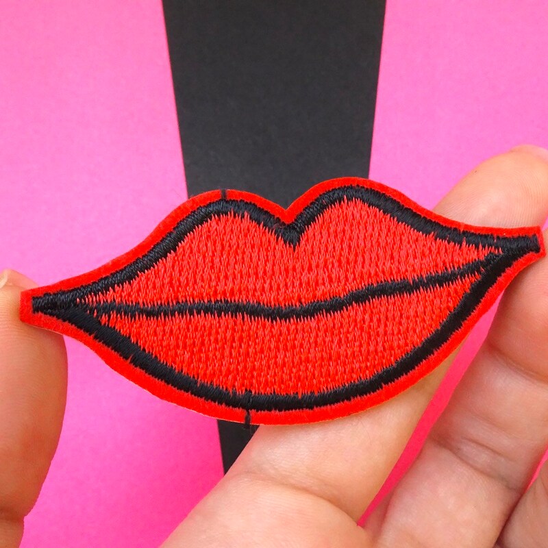 Red Iron on Lip Patches - Etsy