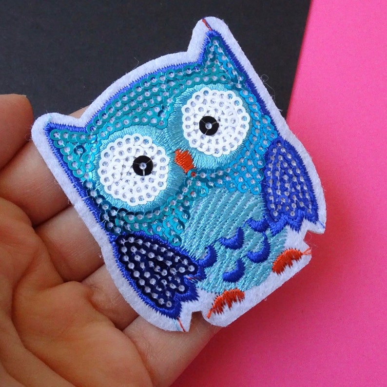 Sequin Owl Patches Iron on Embroidery Patch Patches for | Etsy