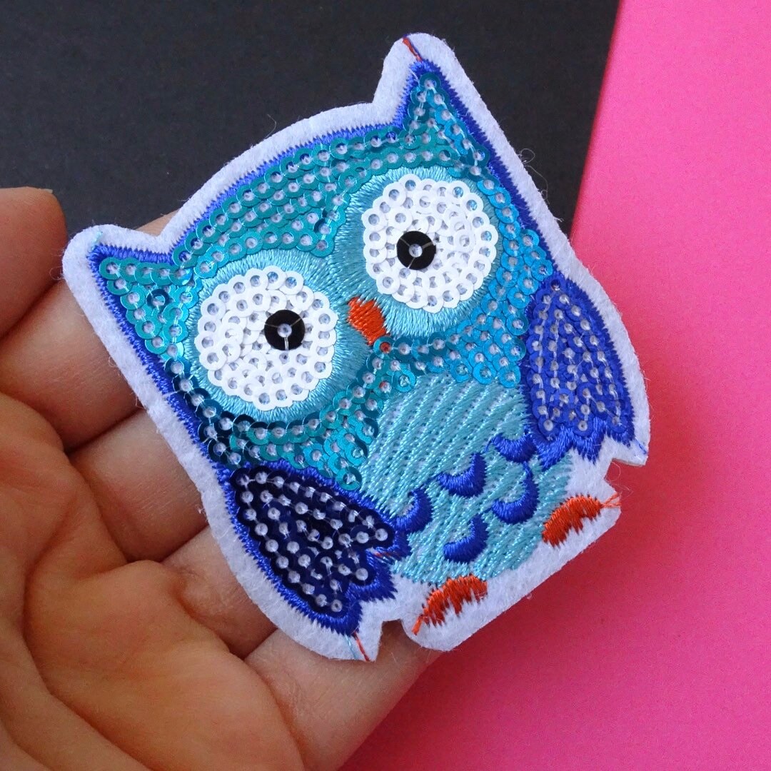Sequin Owl Patches Iron on Embroidery Patch Patches for | Etsy