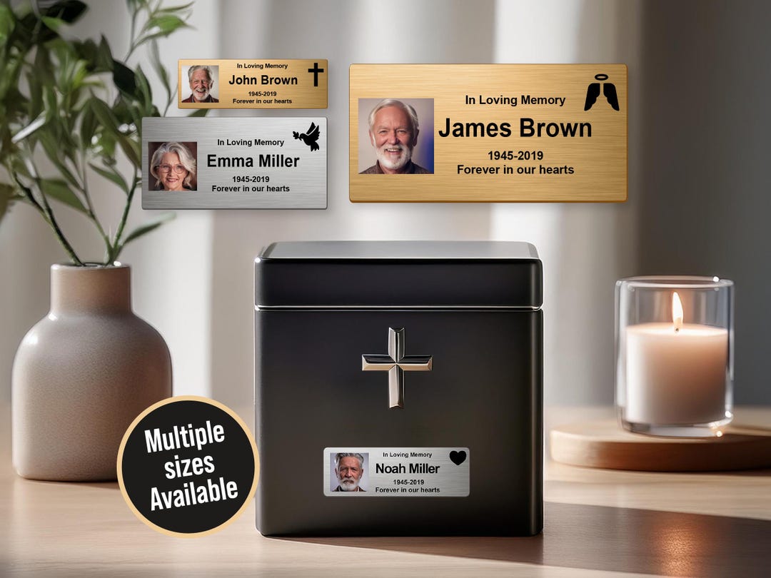 Custom Memorial Urn Nameplate | Personalized Stainless Steel Ashes Box ...