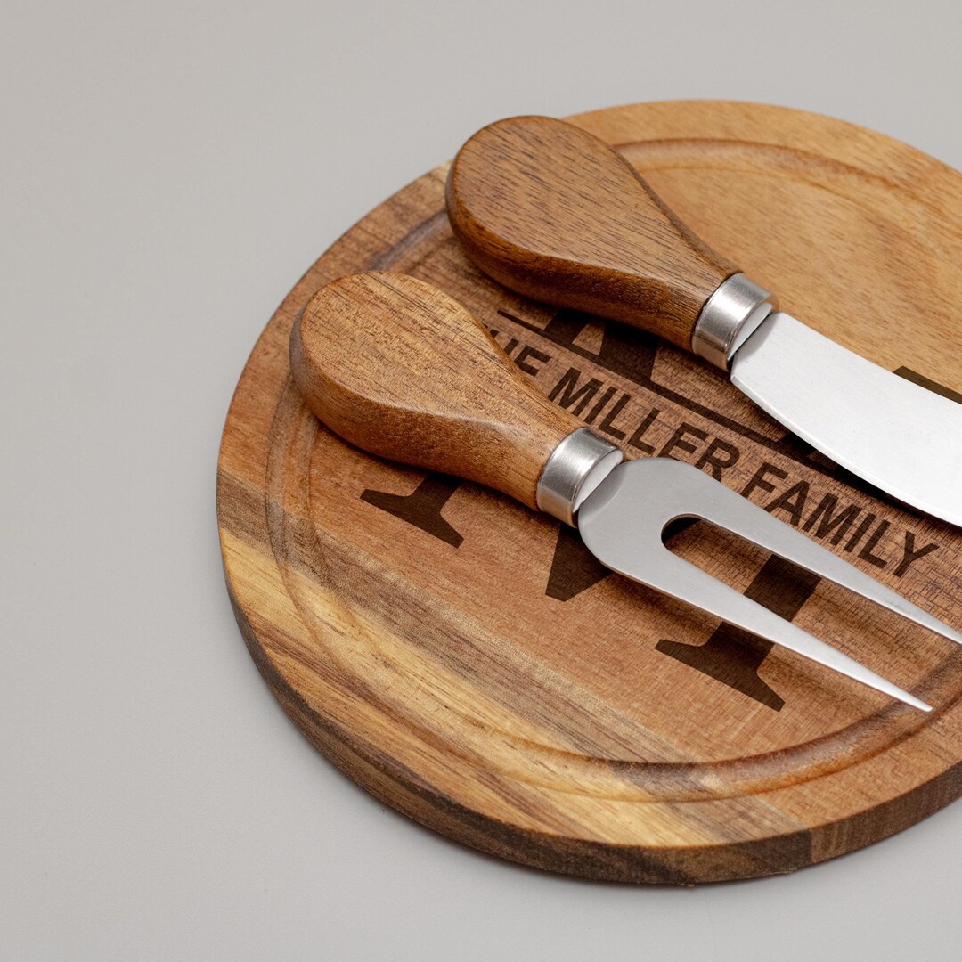 Personalized Mini Cheese Board Set | Custom Charcuterie Board & Knives ...