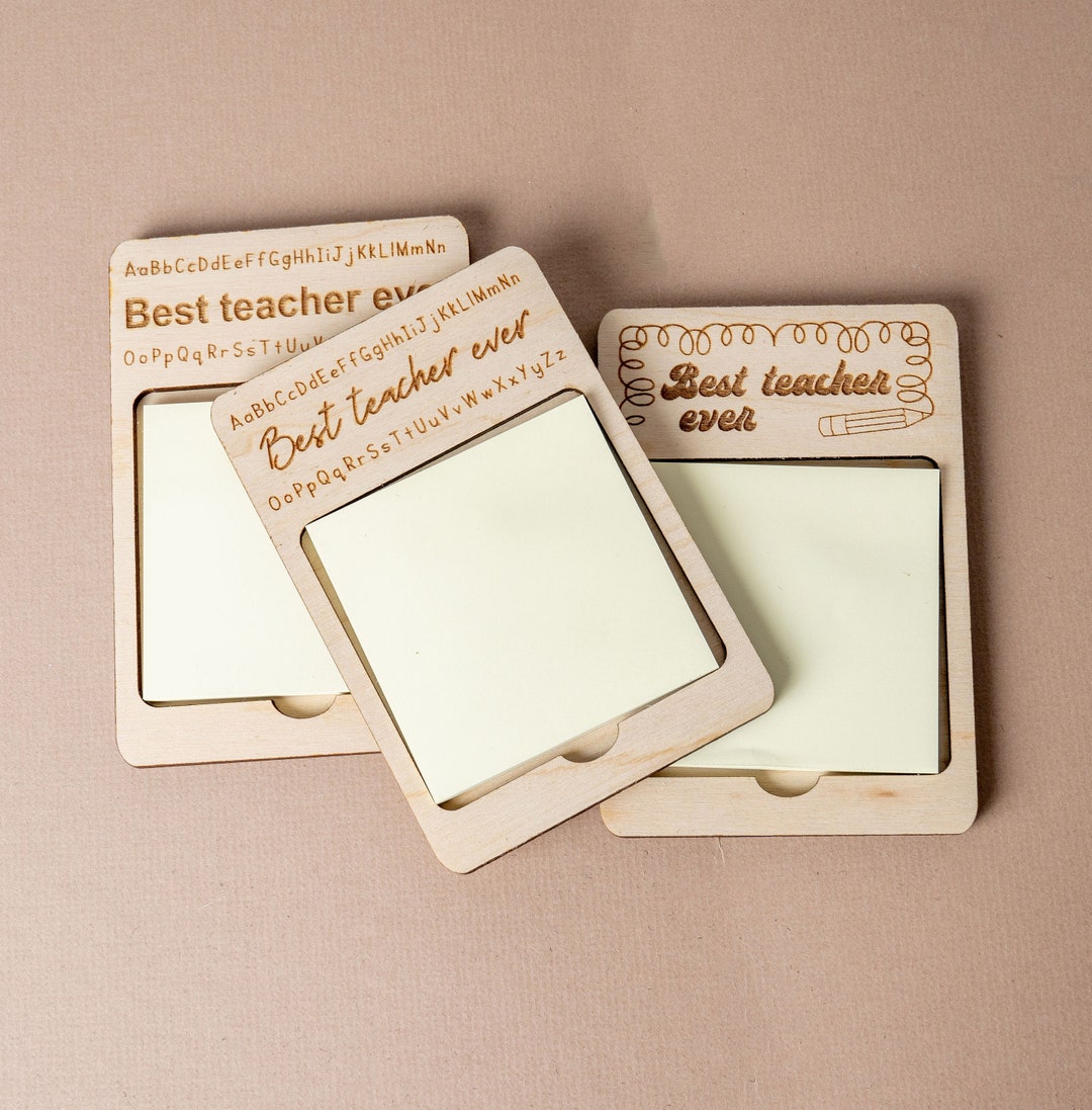Custom Teacher Notepad Gift Engraved, Personalized Sticky Note Holder ...