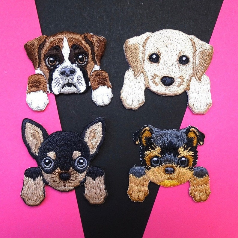 Pocket Dog Iron on Patch Embroidery Dog Patch Dog Owner | Etsy