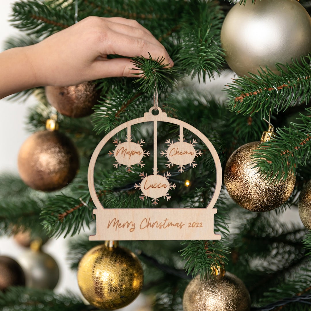 Custom Family Tree Christmas Ornament, Personalized Bauble With Family ...