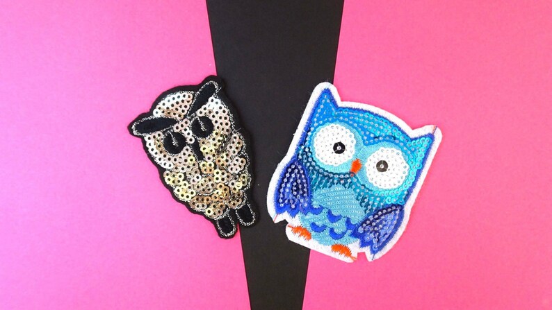 Sequin Owl Patches Iron on Embroidery Patch Patches for | Etsy