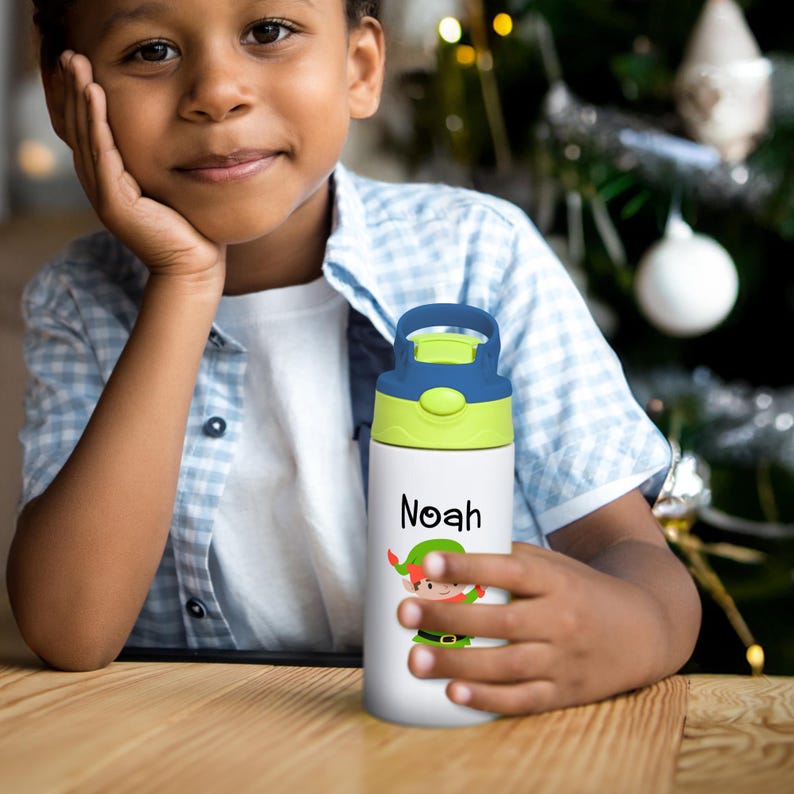 Personalized Kids Christmas Tumbler: 12oz Stainless Steel Holiday Water ...