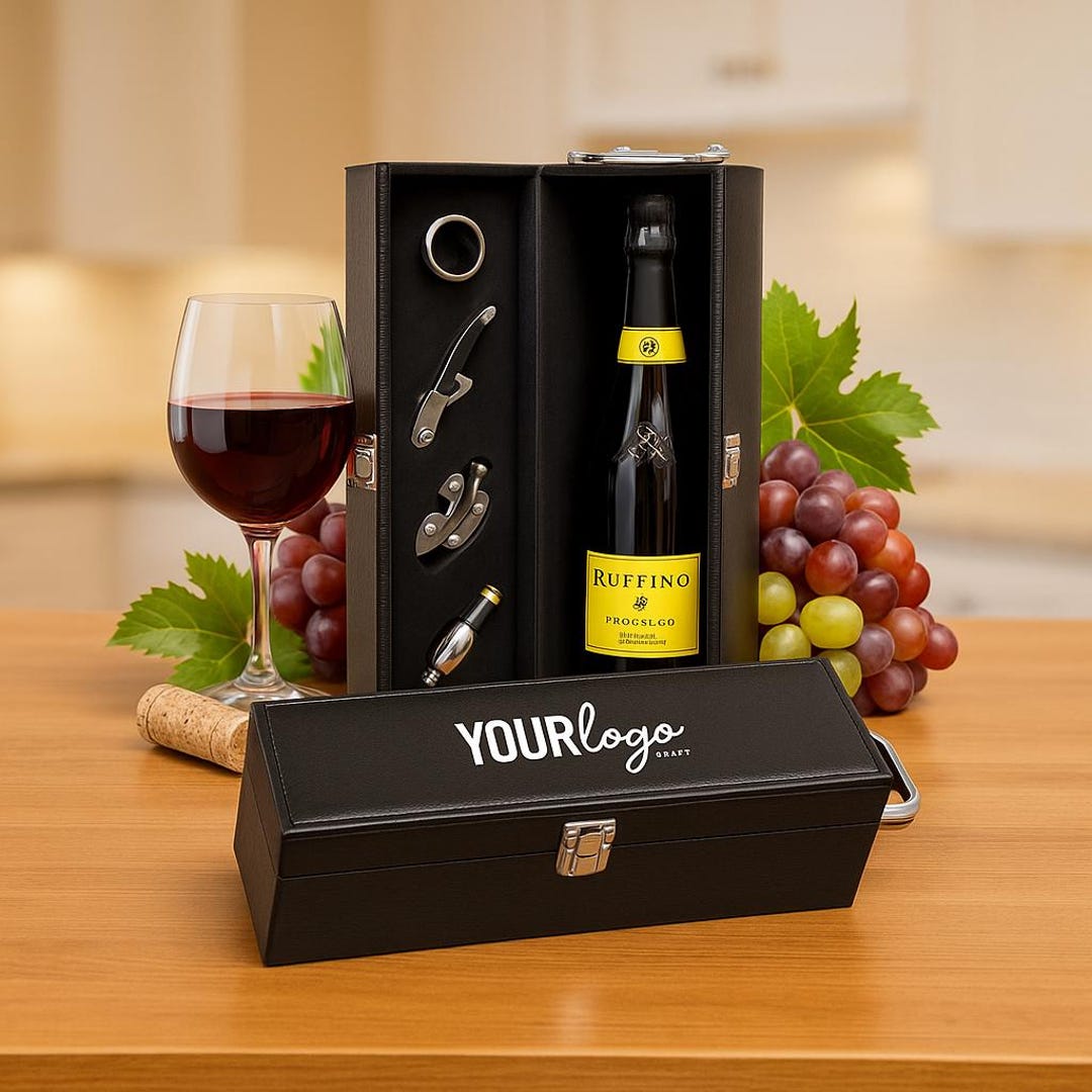 Custom Wine Accessories Box, Personalized Single Faux Leather Wine ...