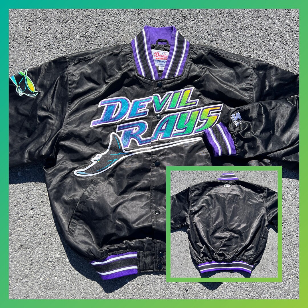 RARE Vintage 90s Starter Tampa Bay Devil Rays Satin Bomber Jacket Mlb ...