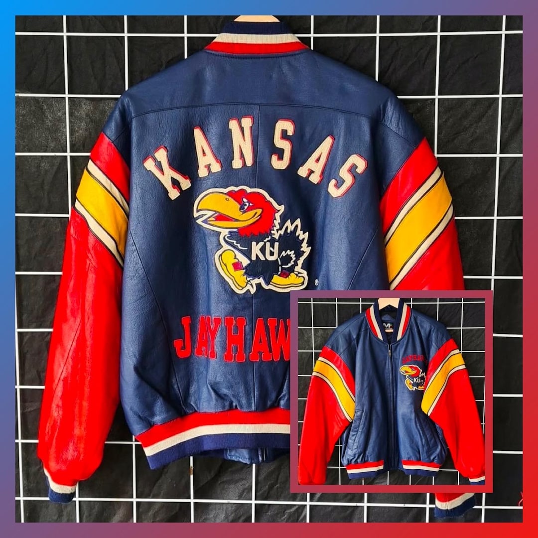 Vintage Leather Kansas University Jayhawks Full Zip Jacket Ncaa 90s - Etsy