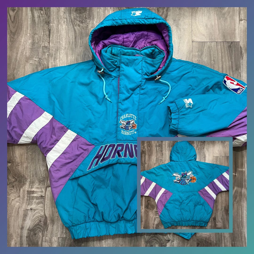Vintage Starter Charlotte Hornets Pullover Half Zip Jacket 90s NFL - Etsy