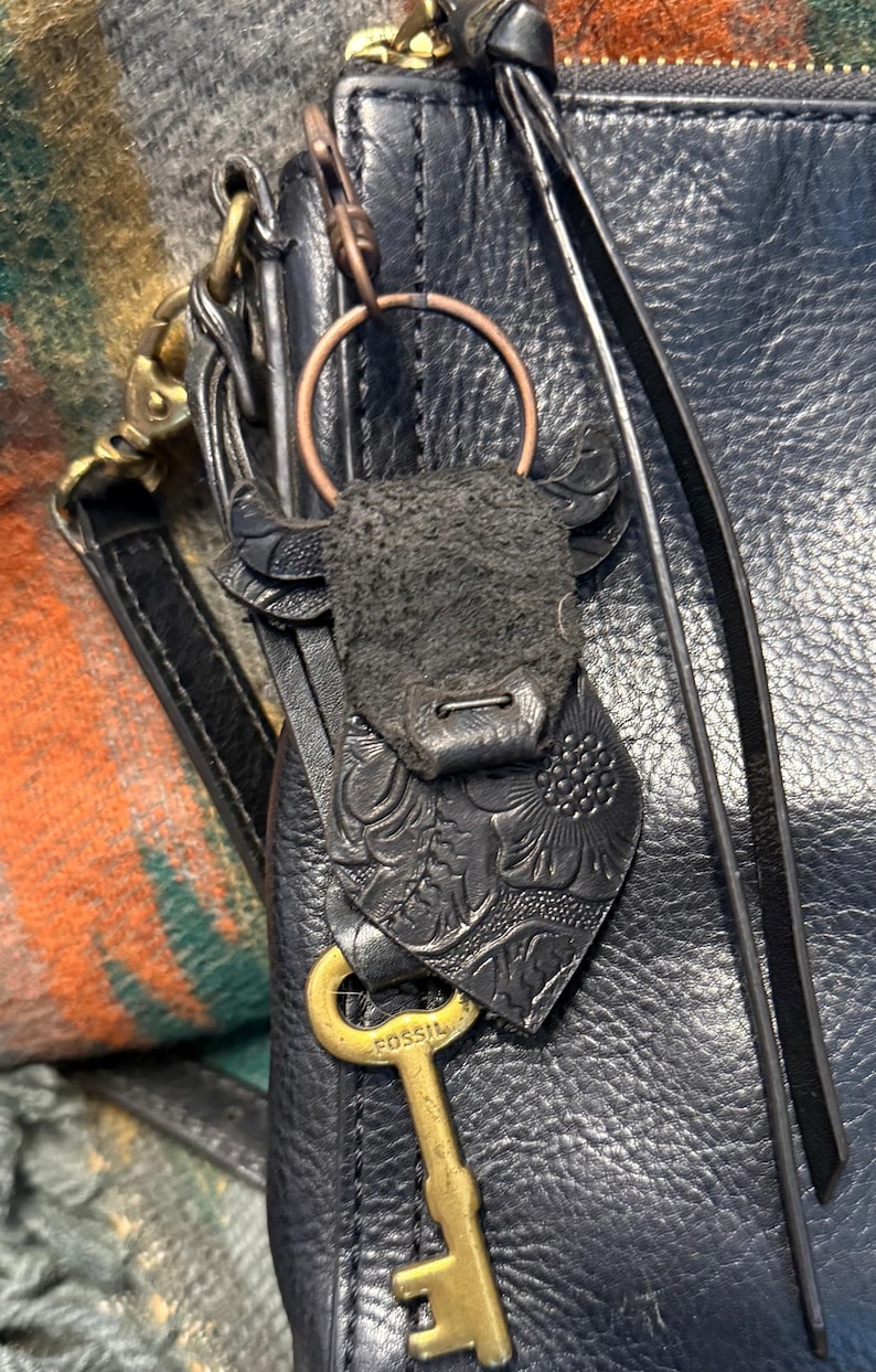 Leather Steer Keychain - Etsy