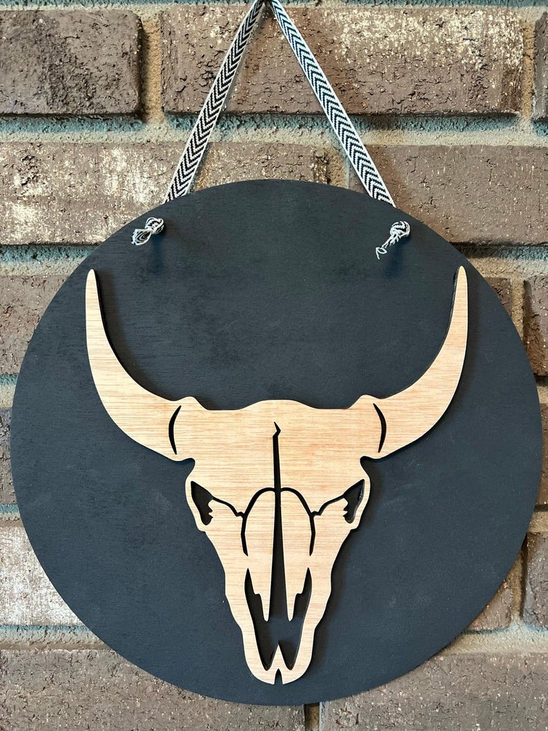 Bull Skull Round - Etsy