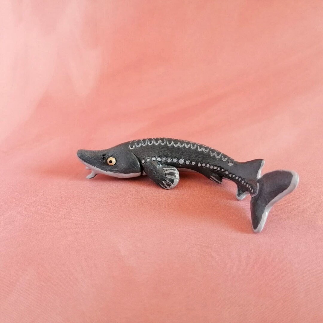 Fish Sturgeon Figurine for Lake House Decor, Fish Miniature for Cabin ...