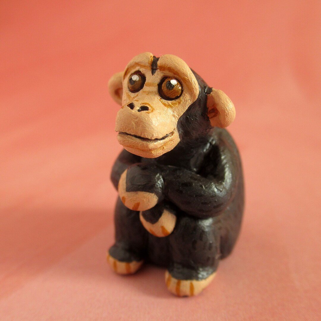 Chimpanzee Monkey Miniature for African Home Decor, Monkey Animal Art ...