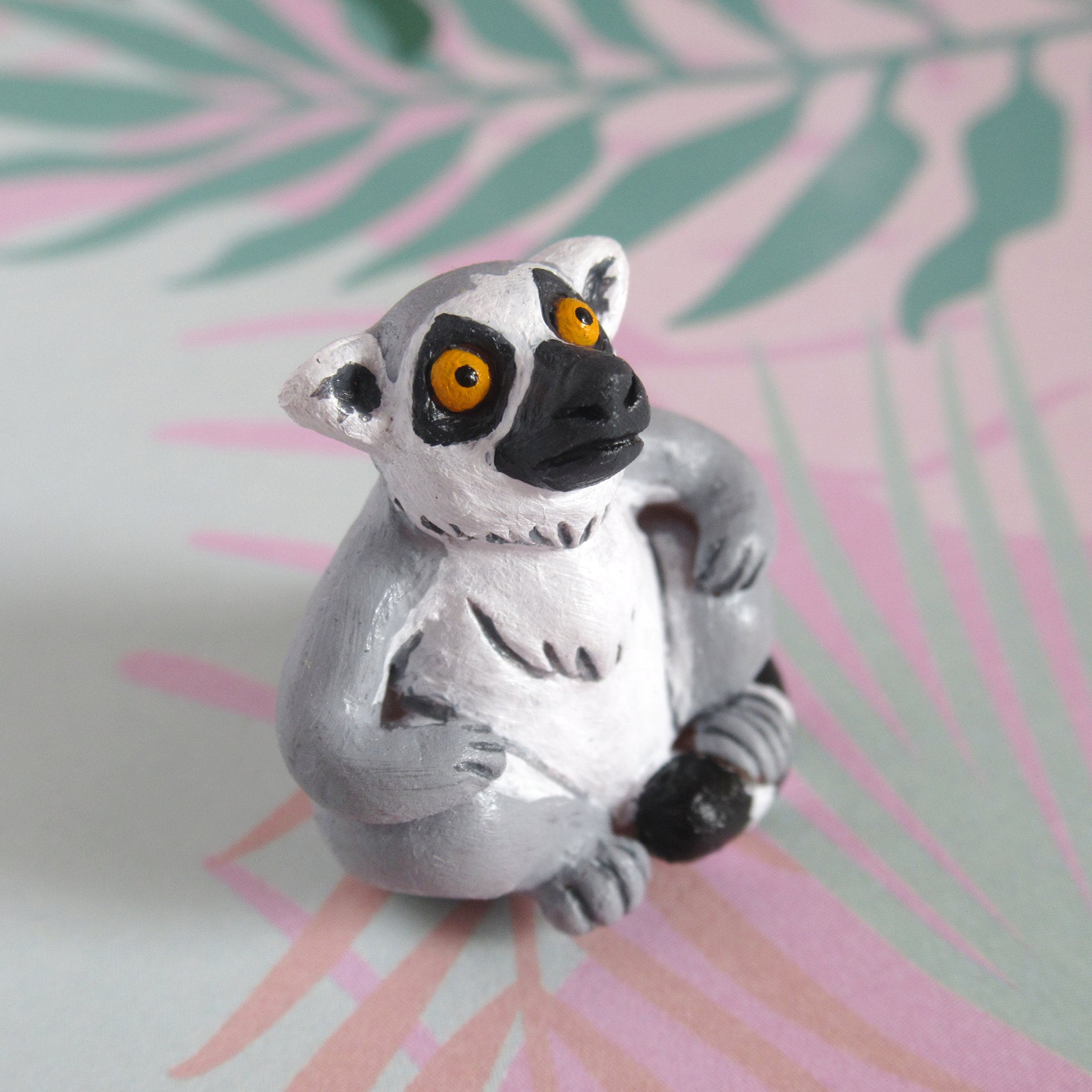 African Lemur Miniature for Bohemian Decor Lemur Figurine for Cute Room ...