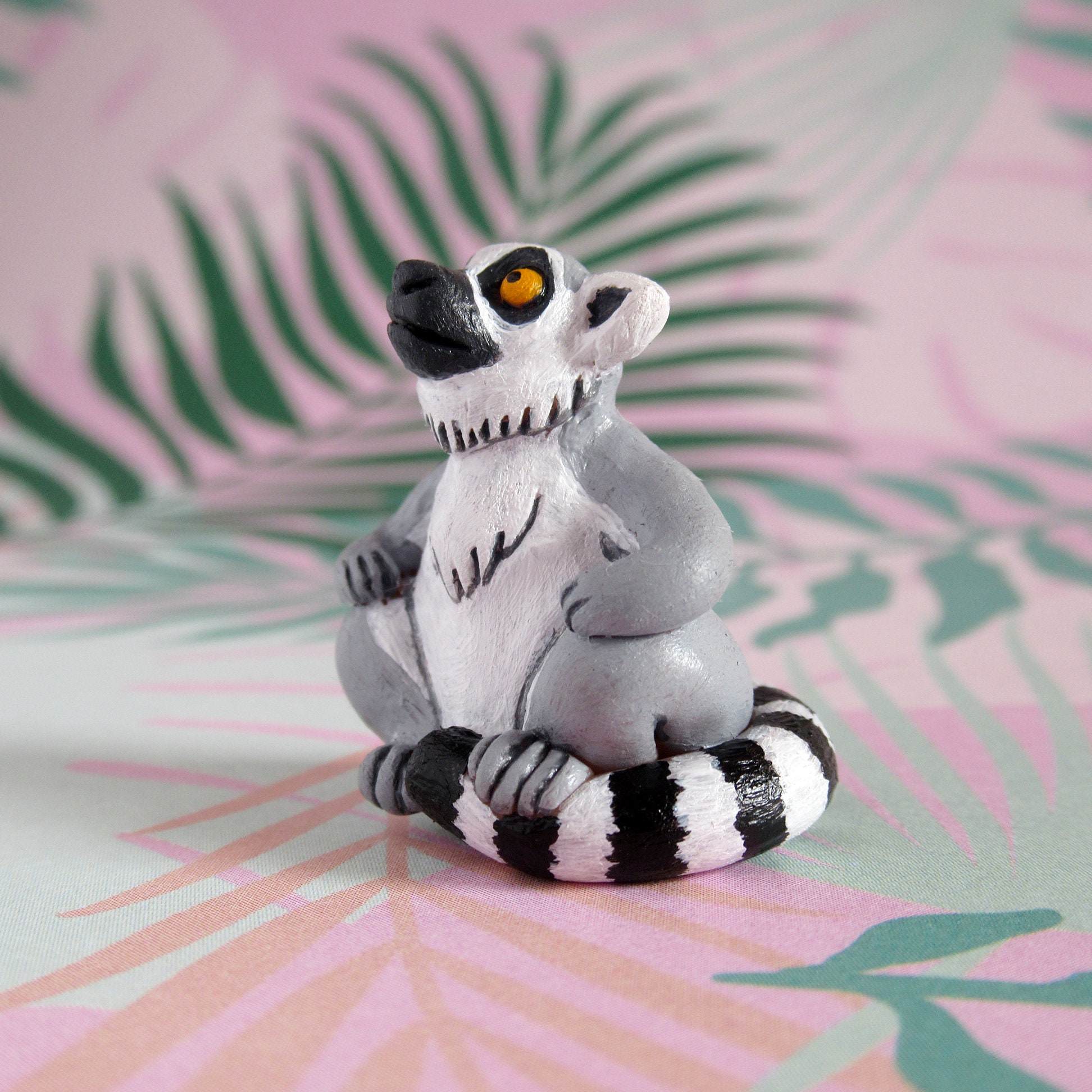 African Lemur Miniature for Bohemian Decor Lemur Figurine for Cute Room ...