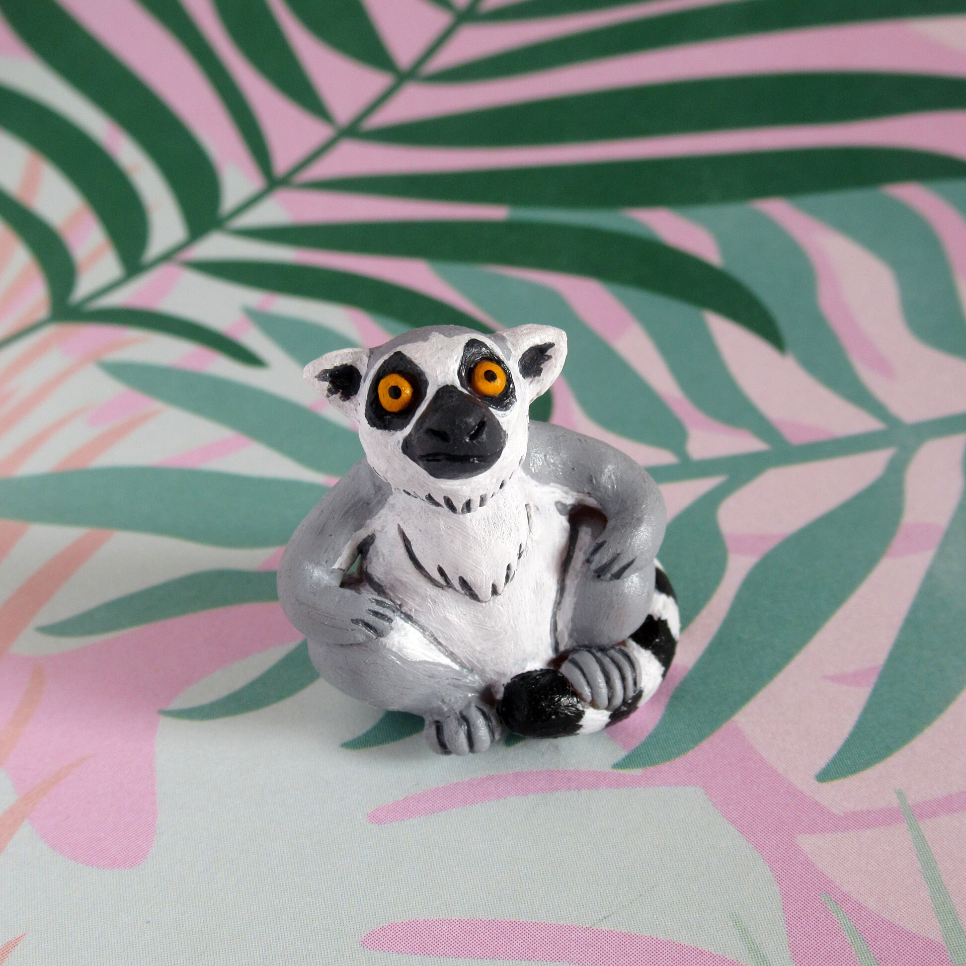 African Lemur Miniature for Bohemian Decor Lemur Figurine for Cute Room ...