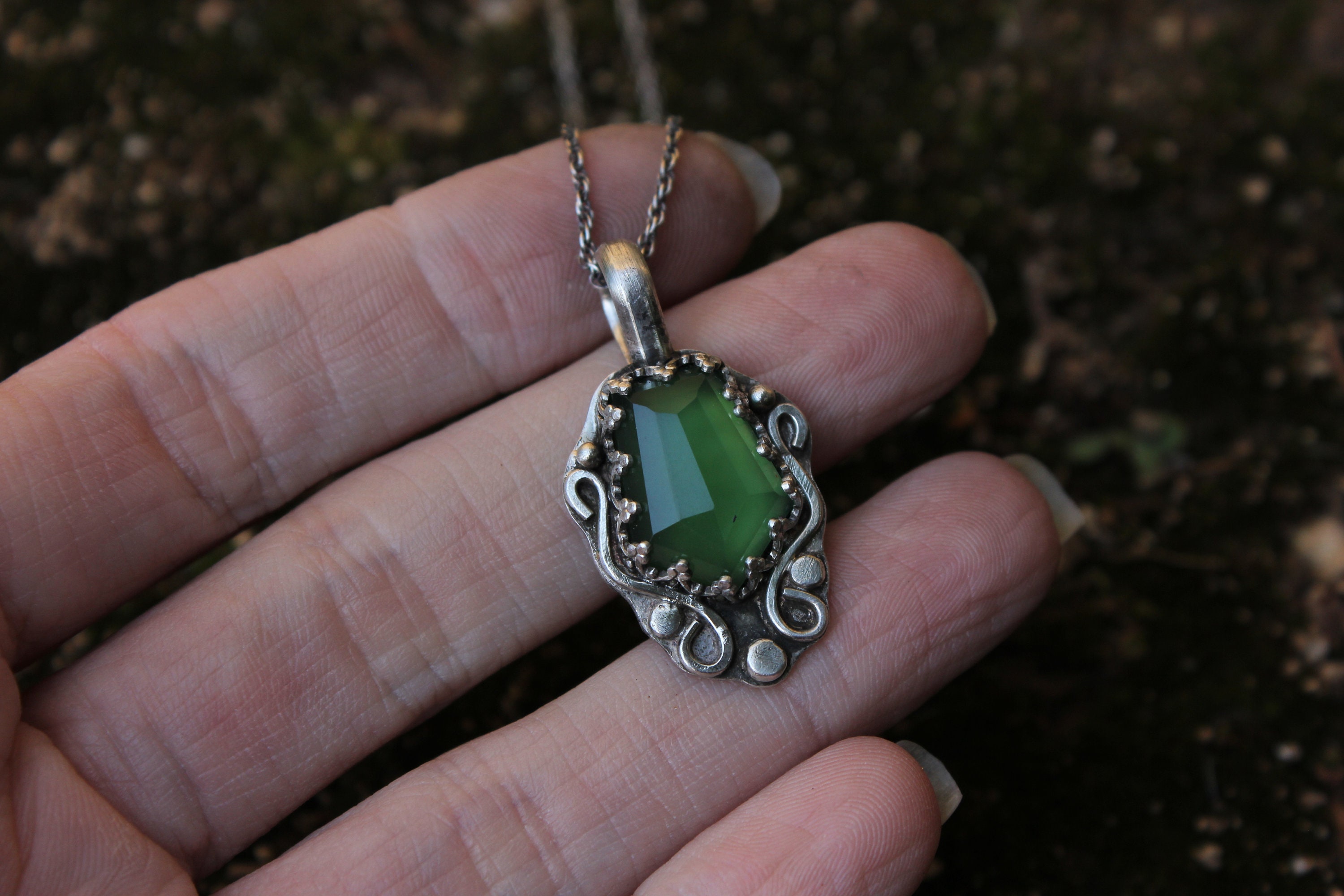 Serpentine Necklace Sterling Silver Handcrafted - Etsy